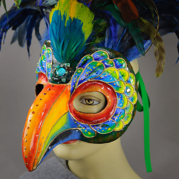 Colorful Toucan Bird Feathered Masquerade Mask – Erik's Inspiration