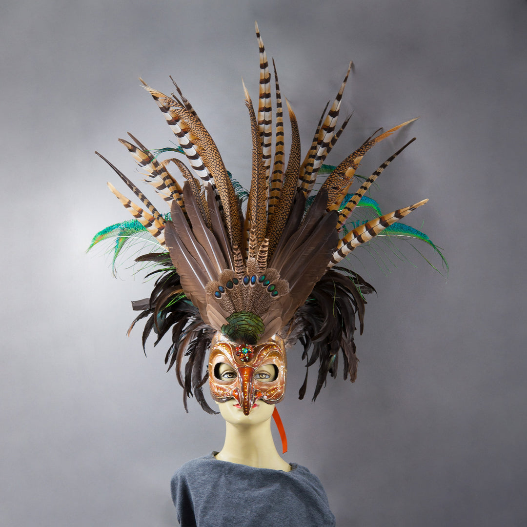 Deluxe Golden Eagle Masquerade Mask with exotic feathers – Erik's ...