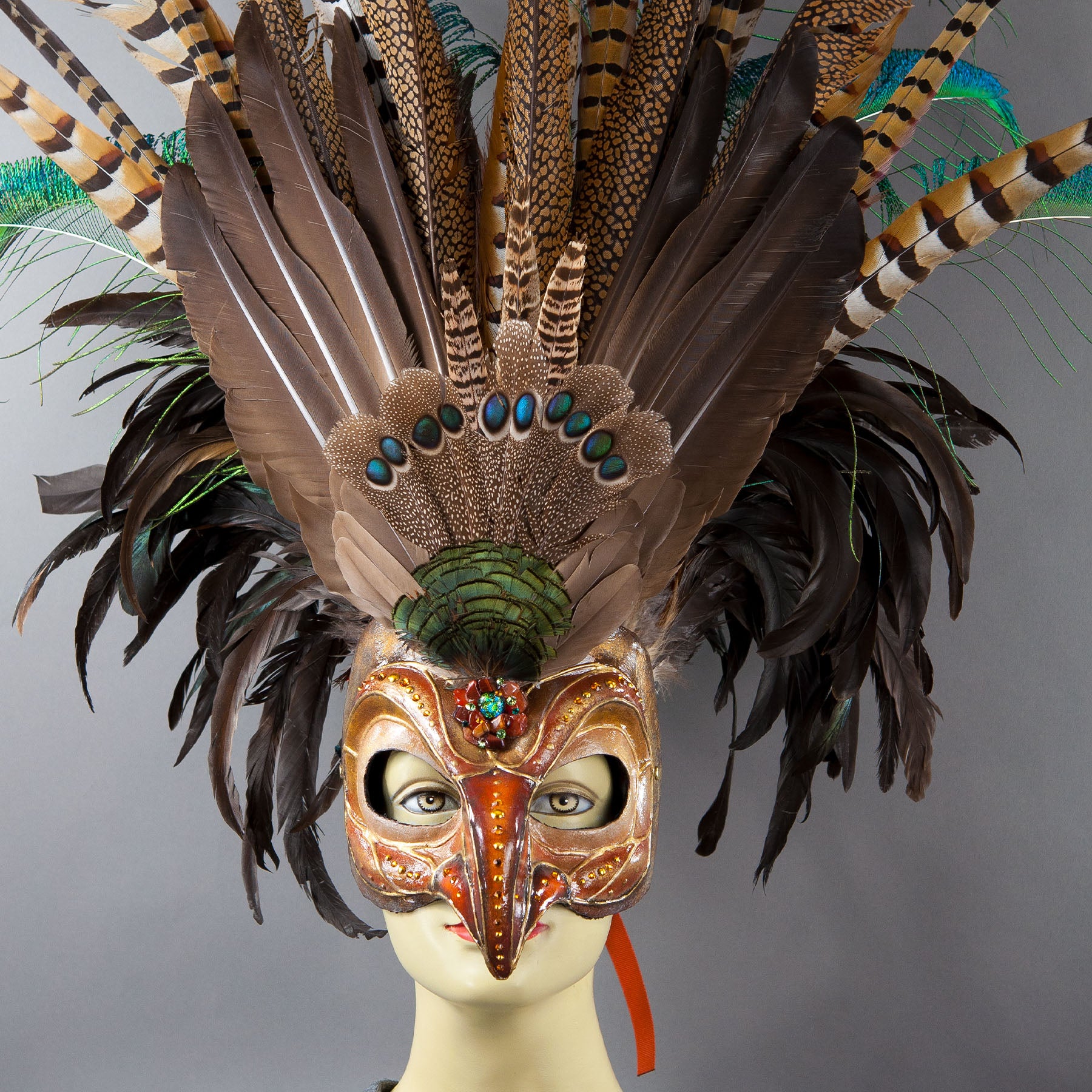 Deluxe Golden Eagle Masquerade Mask with exotic feathers – Erik's ...