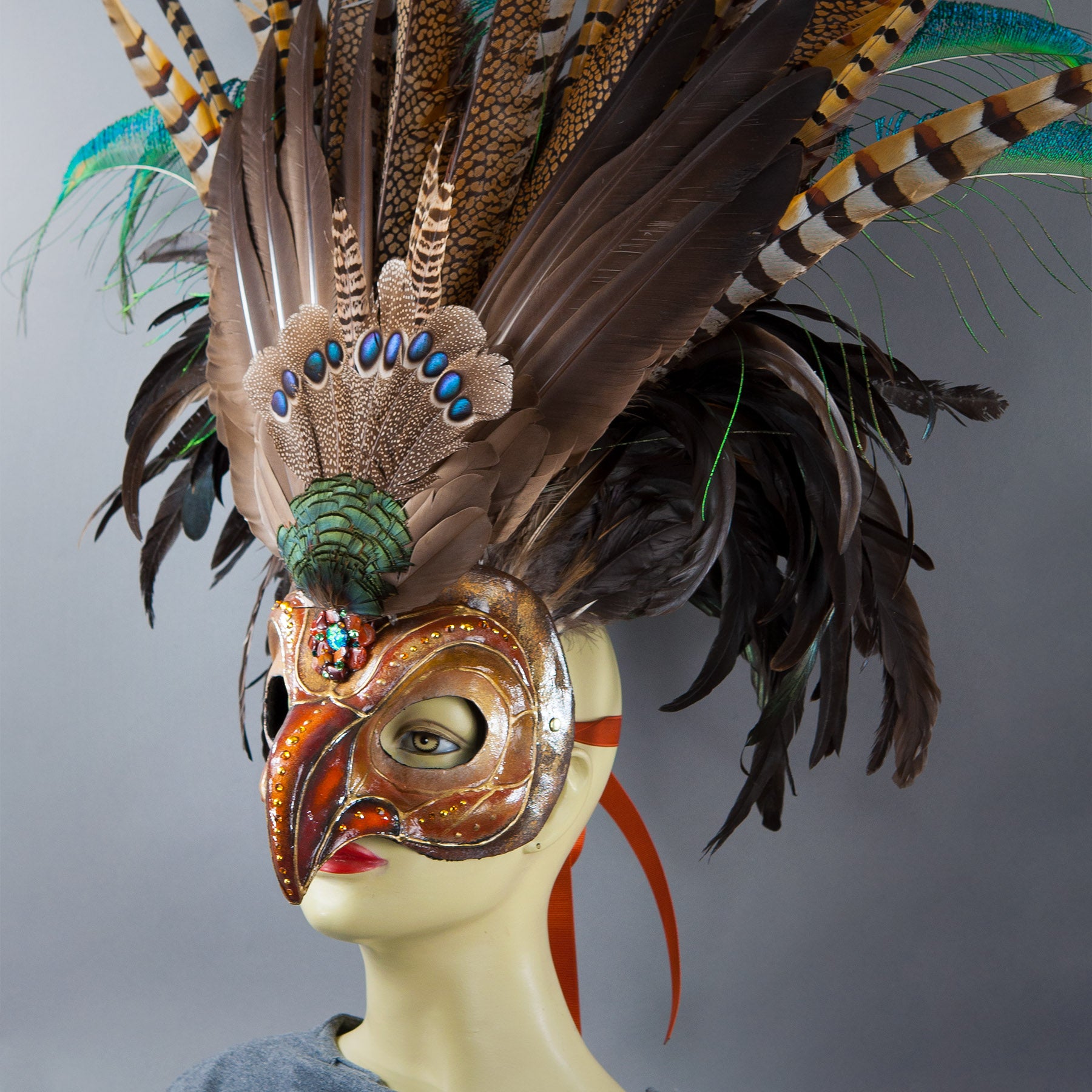 Deluxe Golden Eagle Masquerade Mask with exotic feathers – Erik's ...