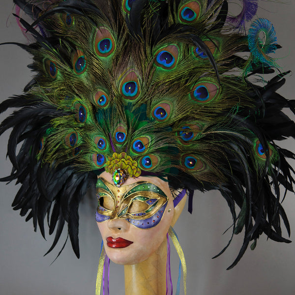 Peacock Goddess Feathered Masquerade Mask – Erik's Inspiration