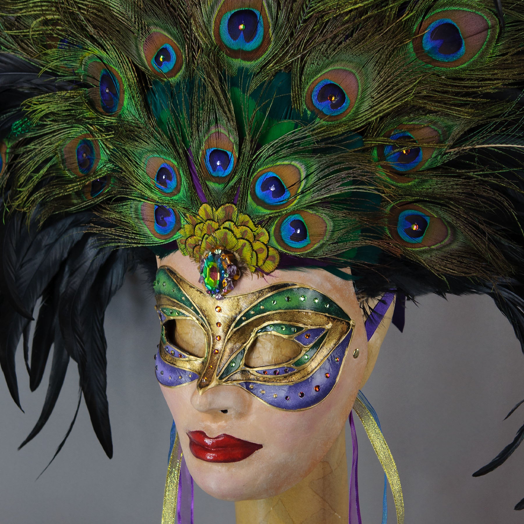 Peacock Goddess Feathered Masquerade Mask – Erik's Inspiration